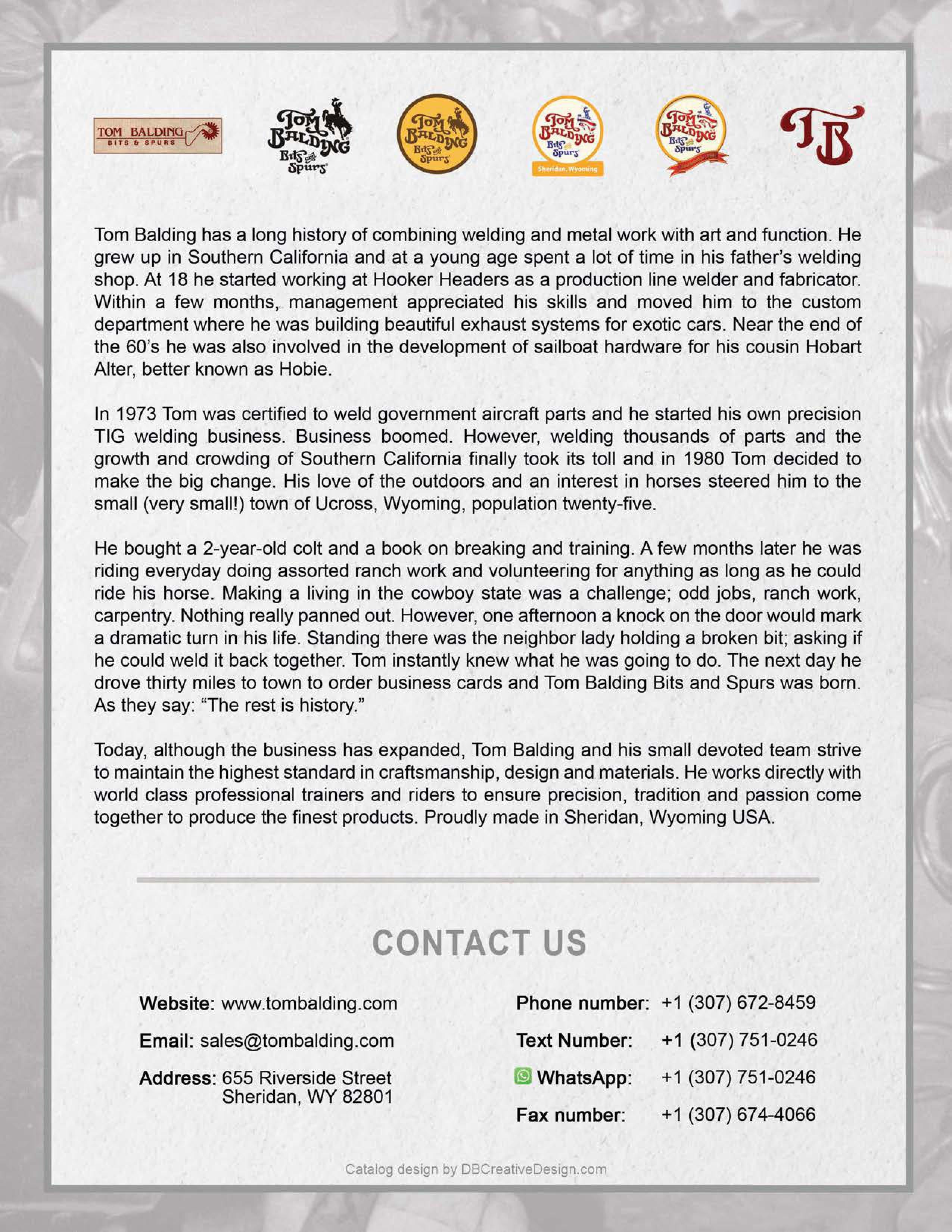 2026 Catalog – Tom Balding Bits & Spurs