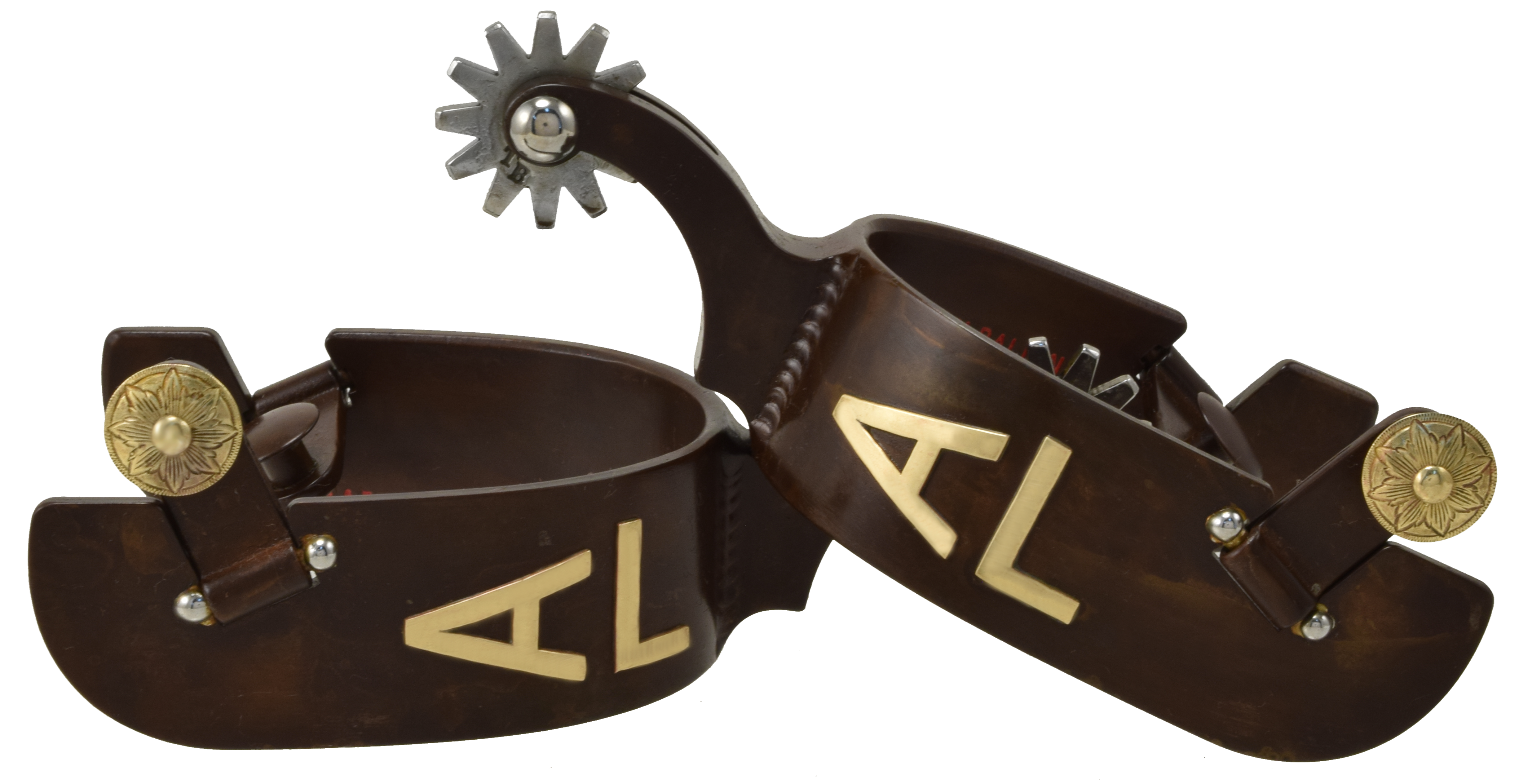 Spur #99 Handcrafted Brown Spurs with Brass Brand Overlay – Tom Balding ...