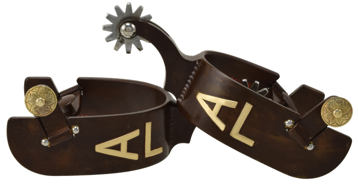 Spur #99 Handcrafted Brown Spurs with Brass Brand Overlay – Tom Balding ...