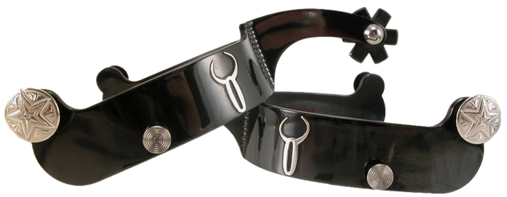 Bronc 1" Cut Down Heelband Spur With #25 Shank and B1 Rowel In Black ...